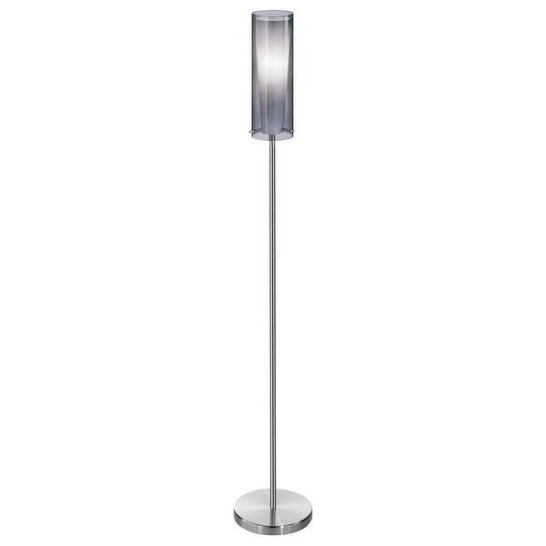 Eglo Pinto Nero 1-light Matte Nickel Floor Lamp with Smoked White Glass ...