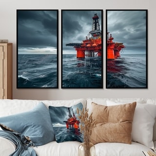 Red Grey Winter Drilling Dynamics Oil Rig - Oil Rigs / Fields Wall Art ...