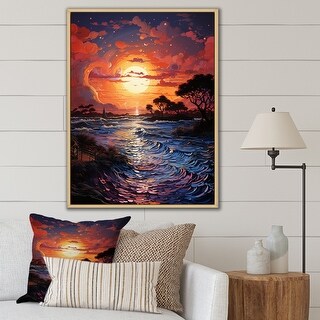 Designart "Sunset Sunset Reverie Pointillism II" Sunrisesunset Framed ...