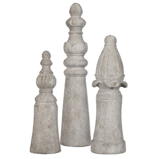 Set of 3 Distressed Cream White Ornate Finial Table Top Decorations 15 ...