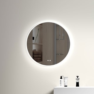 Round Frameless Dimmable Wall Mounted LED Bathroom Vanity Mirror - Bed ...