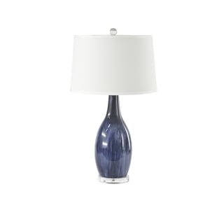 Droplet 27 in. Blue Transitional Modern Bedside Ceramic Table Lamp with ...