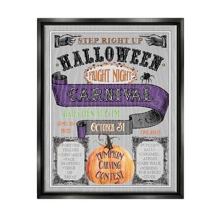 Stupell Halloween Fright Night Carnival Sign Framed Floater Canvas Wall ...