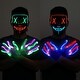 2PACK Halloween Led Mask skeleton Gloves Set ,Light Up Scary Mask Purge ...