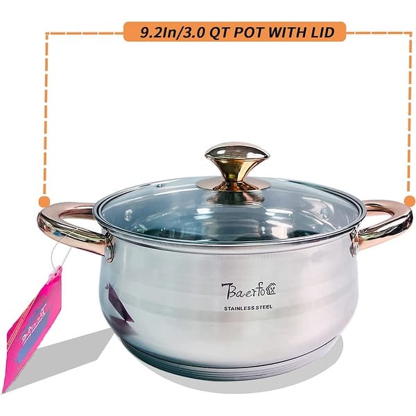 18/8 Stainless Steel Pots and Pans Set nonstick with lids-8 Piece Luxe ...