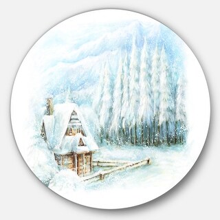 Designart 'Christmas Winter Happy Scene' Landscape Large Disc Metal ...