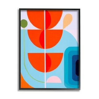 Stupell Red & Blue Modern Shapes Framed Giclee Art Design by Marion ...