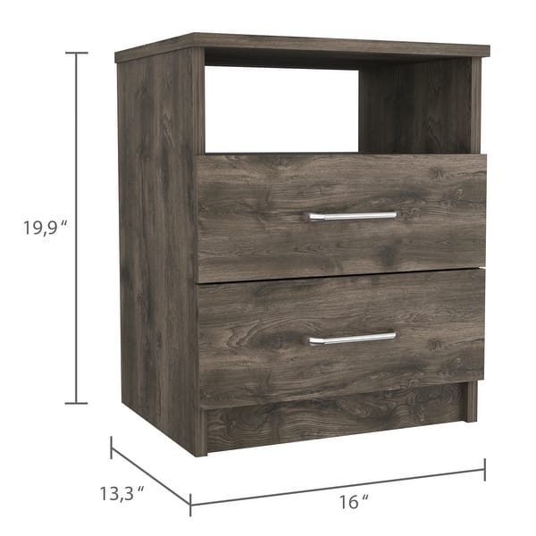 Brookeline 2-Drawer 1-Shelf Rectangle Nightstand Dark Brown - Bed Bath ...