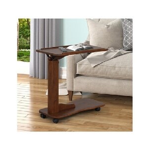 Warm Brown Rolling Mocha Wood Adjustable Snack Table - 31" x 31" x 16 ...