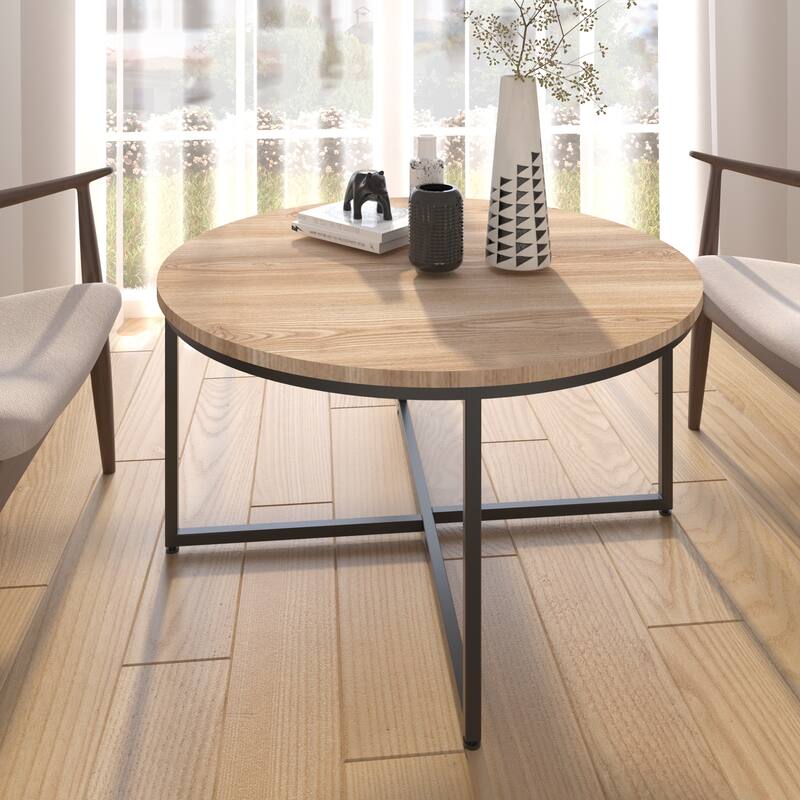 Modern Round Metal Coffee Table - Overstock - 37425045
