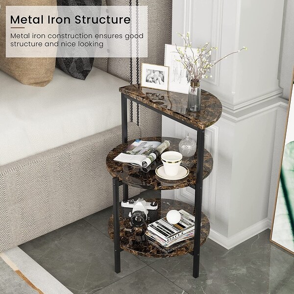 3 Tier Faux Marble Side Table Small End Table with Storage Shelves Sofa Side Table Bedside Table Nightstand for Living Room On Sale Bed Bath Beyond 35066341