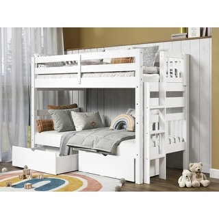Taylor & Olive Trillium Twin over Twin Bunk Bed with Ladder, 2 Drawers ...
