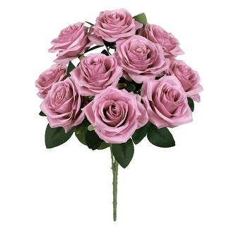 Set of 3 Mauve Artificial Day Queen Rose Flower Stem Bush Bouquet 18in ...
