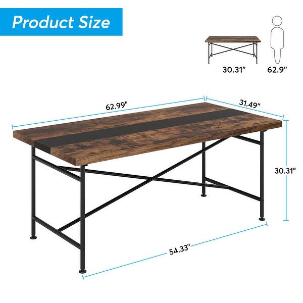 63'' Rectangle Executive Computer Desk with Splicing Board for Home ...
