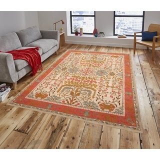 Hand Tufted 100% Wool Arts & Craft Oriental Area Rug Beige Color - Bed ...