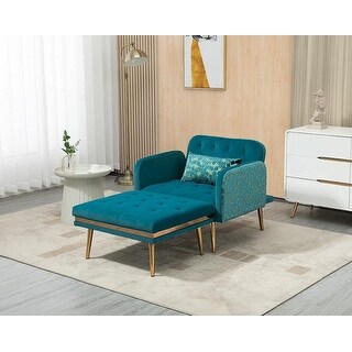 2-in-1 Chaise Velvet Lounge Chair with Ottoman - Bed Bath & Beyond ...