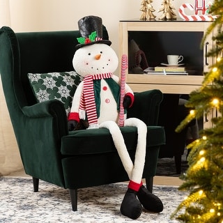 Glitzhome 60"H Christmas Oversized Fabric Santa Snowman With Dangle ...