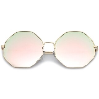 Oversize Hexagon Sunglasses 63Mm Metal Frame Slim Temple Mirror Lenses ...