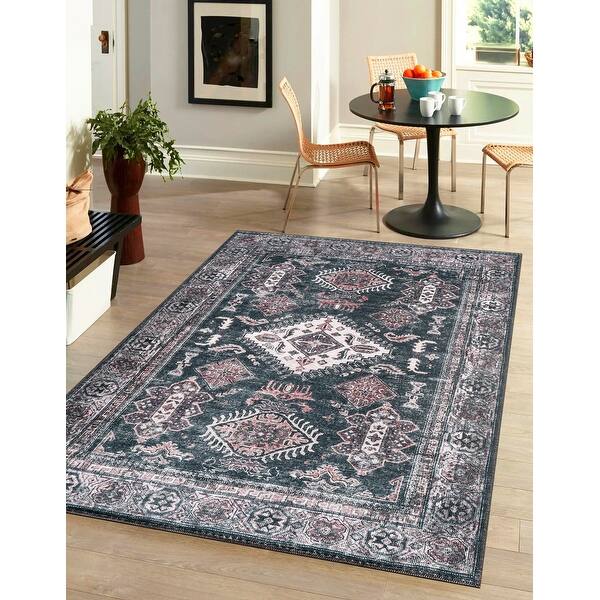 Vintage Oriental Machine Washable Non Slip Area Rugs for Living Room ...