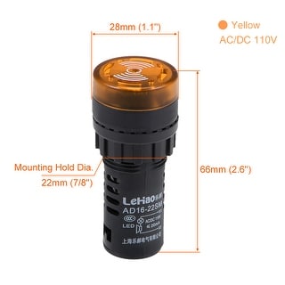 Panel Mounted AC/DC 110V 20mA Green Fault Indicator Pilot Light Lamp ...