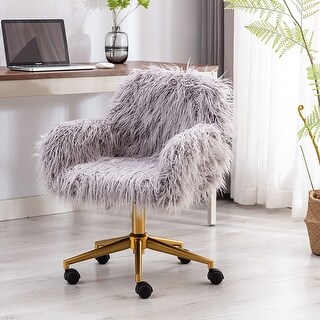 Elegant Comfy Upholstered Fluffy Arm Chair with Rolling Wheels - Bed ...