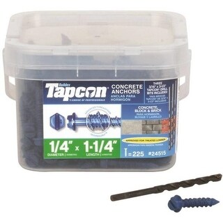 Tapcon 24515 Hex Washer Head Concrete Anchors, 1/4" x 1-1/4" - Bed Bath ...