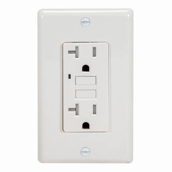 20 AMP Rectangle White Electrical GFCI Receptacle Plastic American ...