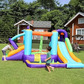 Inflatable Bouncy Castle Kid Double Slide House With Trampoline Ball ...