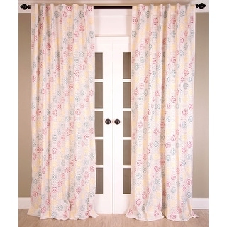 Pure Cotton Organdy Sheer Multicolor Floral Applique Curtain Panel ...