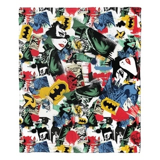 DC Comics Batman Silk Touch Throw Blanket Sticker Collage - Bed Bath ...