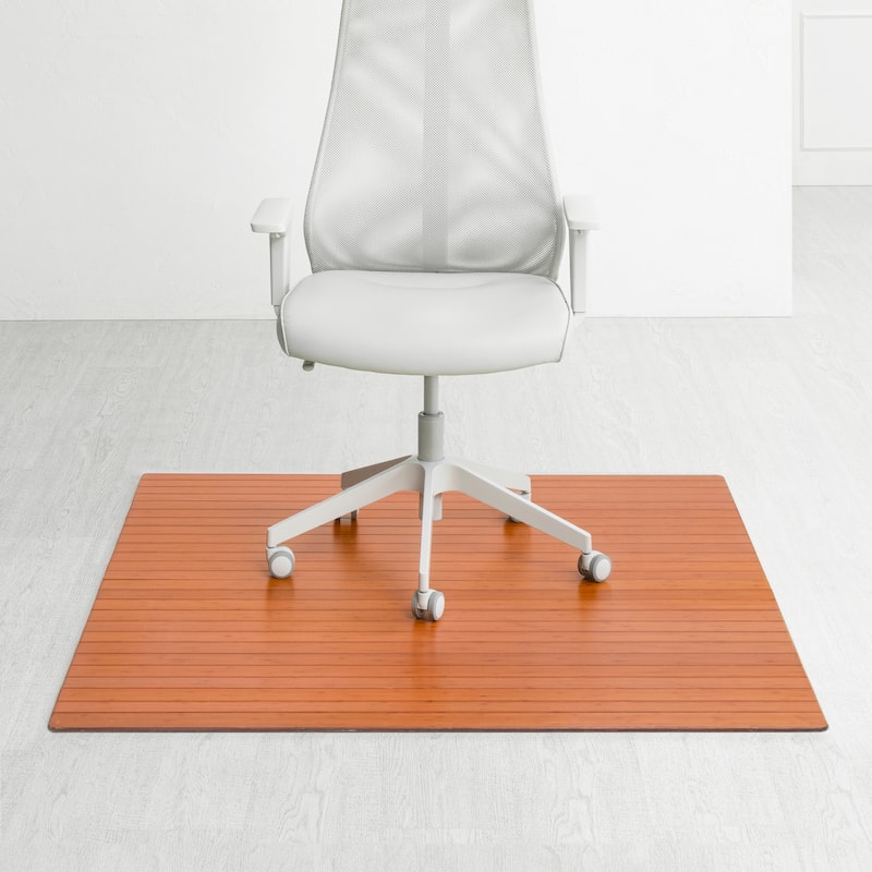 Jani Eco Bamboo Roll-Up Rectangular Chair Mat with Lip - (55 x 57), Eco ...