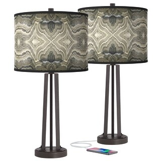 Sprouting Marble Susan Dark Bronze USB Table Lamps Set of 2 - 27" x 13 ...