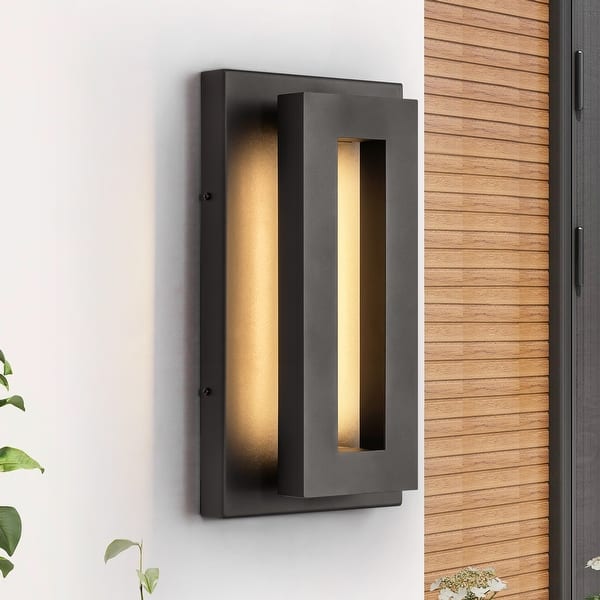 Rennnsan 2-Light 14 in. Modern Aluminum Square Wall Sconce Integrated ...