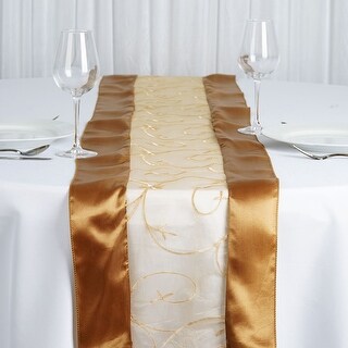 24 Pcs Embroidered Organza Satin Edge Borders 14" x 108" Gold - 14" x ...