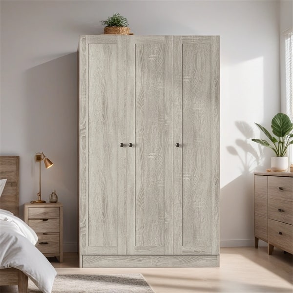3-Door Shutter Wardrobe with Shelves - Bed Bath & Beyond - 40205232