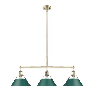 Orwell 3-Light Linear Pendant in Aged Brass with Pine Green - 3 Light ...