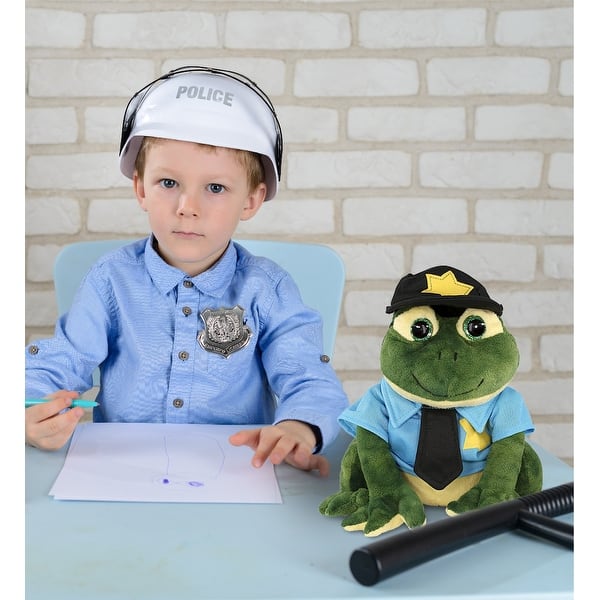 DolliBu Squat Frog Police Officer Plush Toy with Cop Uniform and Cap - 10.5 inches - Bed Bath ...