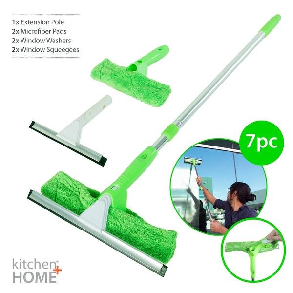 Window Cleaner Set Wipers Extension Pole 2 Scrubber Pads 2 Squeegee ...