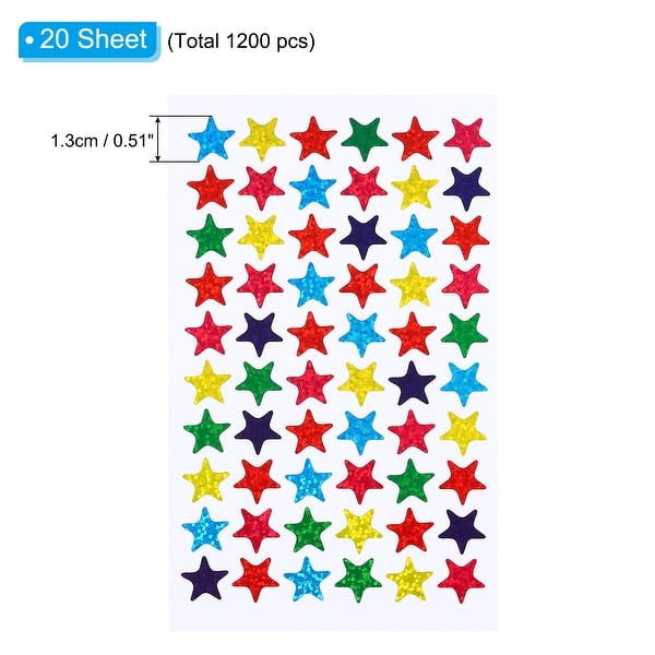 1200 Pcs Star Reward Stickers, 20 Sheet Sparkling Colorful Sticker ...