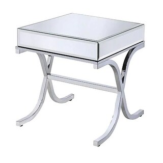Contemporary Style Metal and Mirror Square End Table, Silver - Bed Bath ...