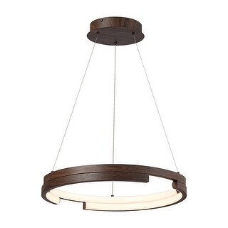 Walnut Color Integrated LED Height Adjustable Ring Chandelier - Bed ...