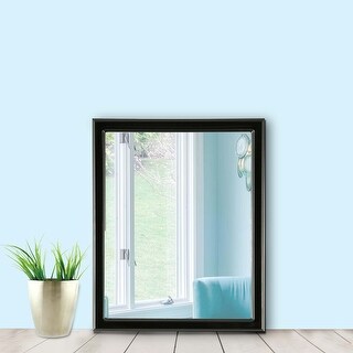 Transitional Style Mirror with Raised Wooden Frame, Black and Silver ...