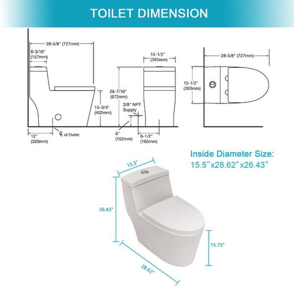 Dual Flush White Ceramic Bathroom Toilet with Soft Clsoing Seat - Bed ...