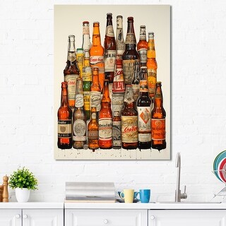 Designart "Beer Bottles Collage II" Beer Wall Art - Bed Bath & Beyond ...