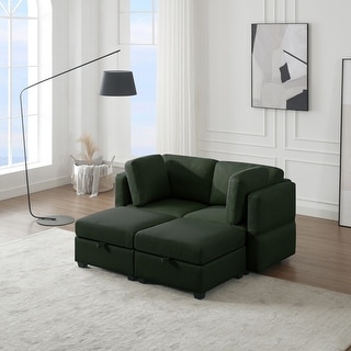 Modular Sectional 2 Seater Sofa with 2 Ottomans , Sleeper Sofa Bed ...