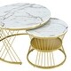 Set of 2 Nesting Coffee Table with Marble Grain Table Top,Golden Iron ...