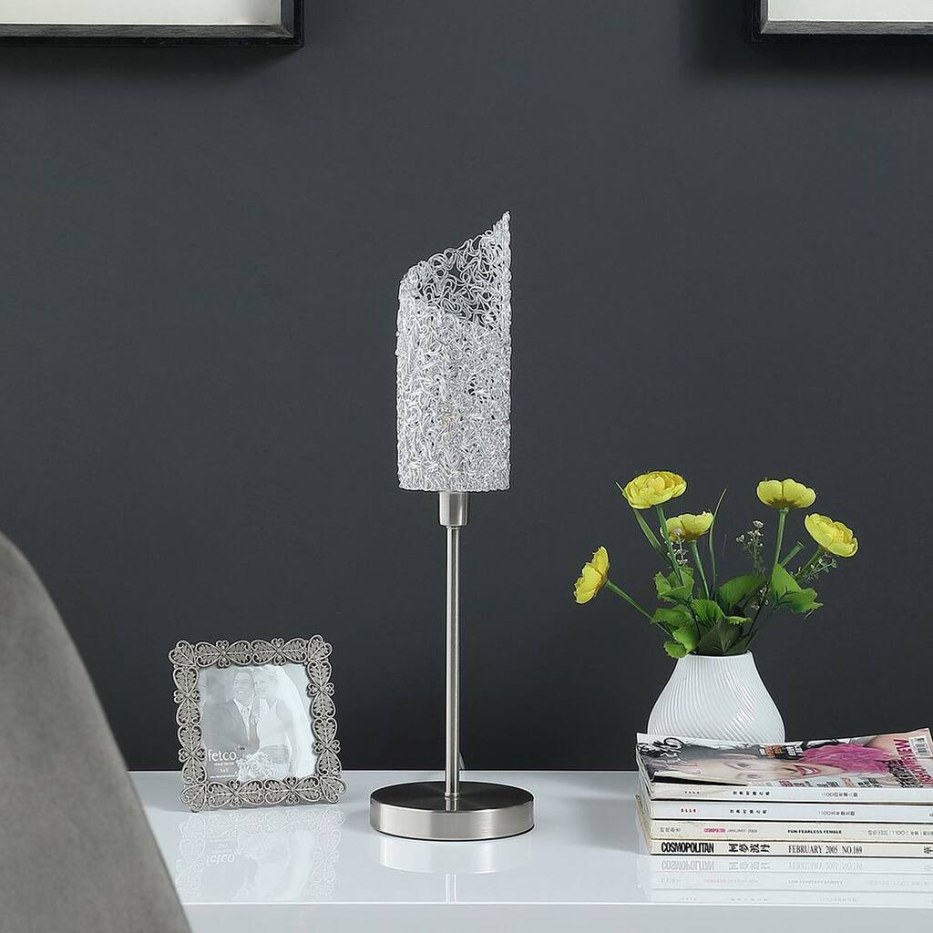 Modern Upright Concave Aluminum Brushed Silver Table Lamp - Overstock ...