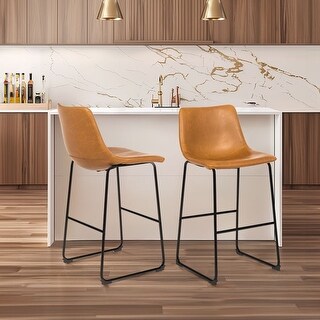 Emilia Upholstered Breconvale Vegan Leather Side Bar Stool (Set of 2) - Bed Bath & Beyond - 42713445