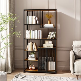 Multi Purpose Bookshelf with 7 Open Storage Racks and 1 Right Side Side ...