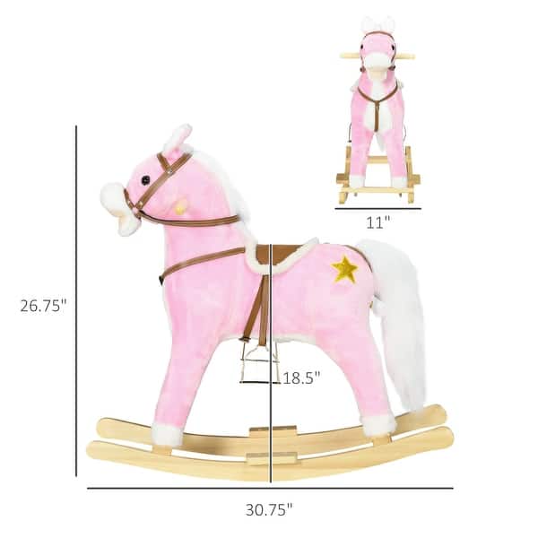 Rocking Horse with Sound, Ride on Horse with Saddle, Toddler Rocker ...